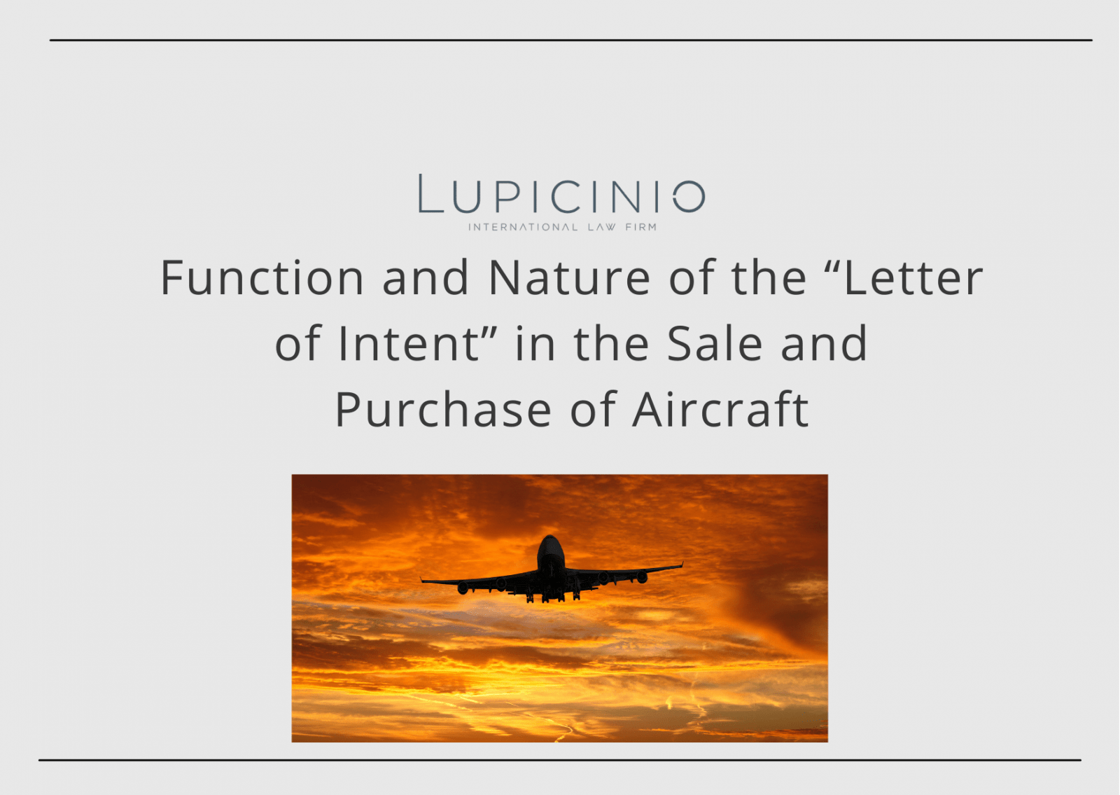 Letter of Intent (LOI) in the Sale and Purchase of Aircraft
